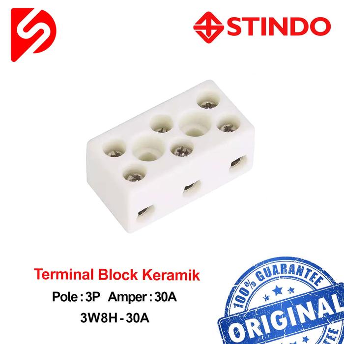 Jual Terminal Block Keramik 3W8H-30A 3Pole 30A STINDO - Jakarta Pusat ...