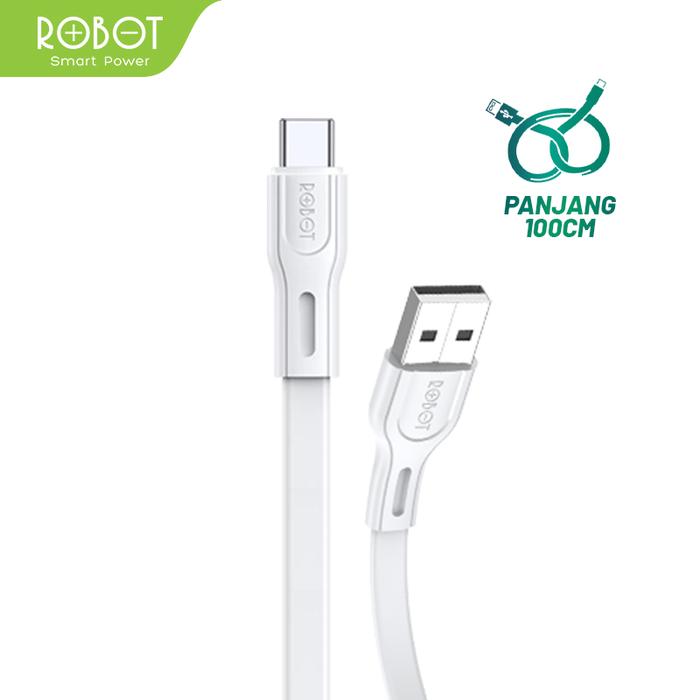 Promo ROBOT RDC100S 2.4A Type-C Quick Charging 100cm Data Cable White ...