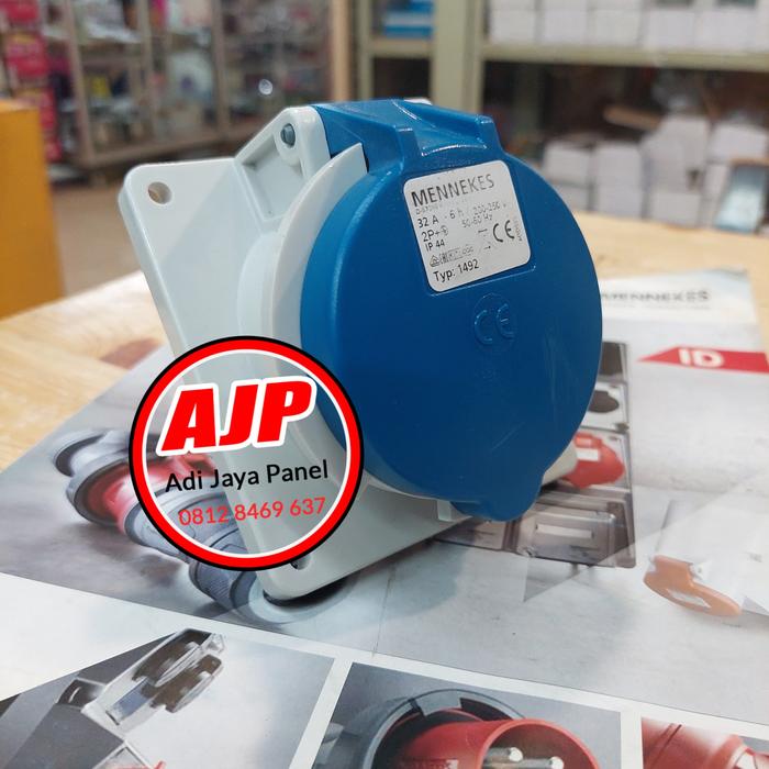 Jual soket panel mounting mennekes 32a 1ph 3pin ip44 pn 1492 / 1734 ...
