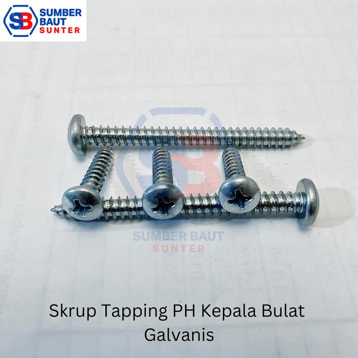 Jual PH 8x1 1/2 Tapping Screw isi 100 - Skrup Kepala Bulat 8 x 1 1/2 ...