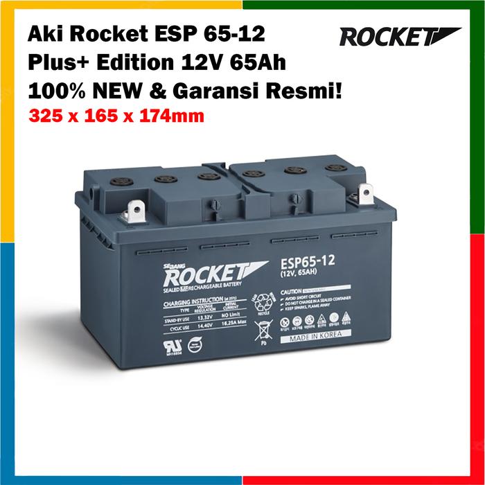 Jual Aki Rocket ESP65-12 VRLA 12V 65Ah Baterai Accu Rocket ESP 65-12 ...