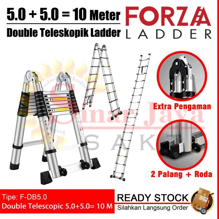 Jual Tangga Lipat Teleskopik 5 + 5= 10 Meter Forza Double Telescopic 10 ...