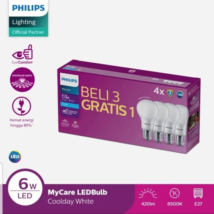 Jual PHILIPS LED PACK 4W 6W 8W 10W 12W 14,5W PAKET 4PCS ASLI BERGARANSI ...