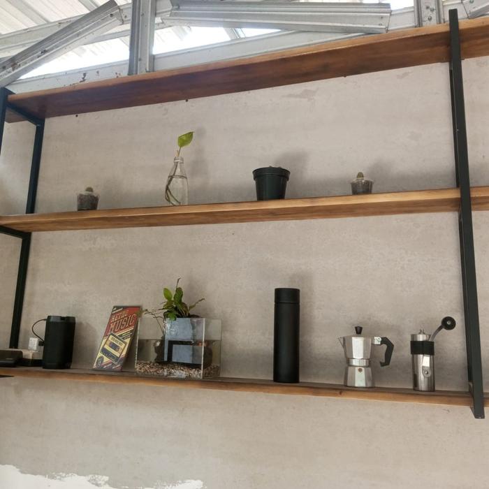 Jual rak cafe industrial CUSTOM SIZE minimalis kekinian rak dinding ...