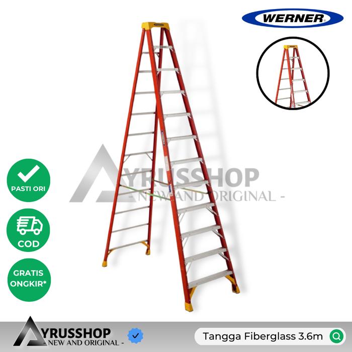 Jual Werner Tangga Fiberglass 12 Step Kokoh Ringan Aman Listrik Made in ...