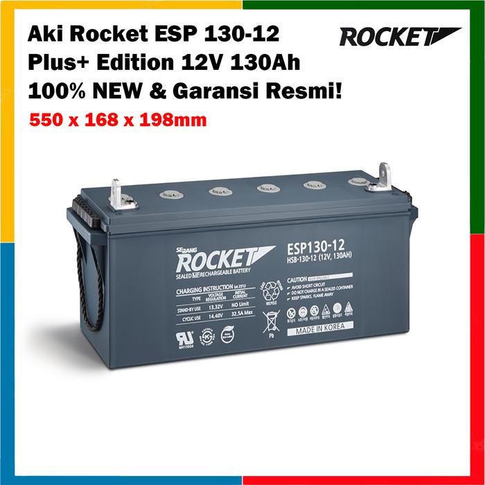 Jual Aki Rocket ESP130-12 VRLA 12V 130Ah Baterai Accu Rocket ESP 130-12 ...