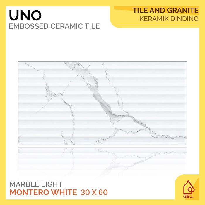 Jual KERAMIK UNO 30 X 60 MONTERO WHITE / KERAMIK TIMBUL MOTIF MARMER ...