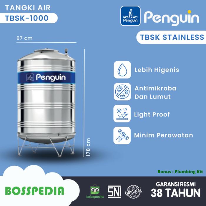 Jual TANGKI AIR STAINLESS PENGUIN TBSK 1000 ANTI LUMUT GARANSI 18 TAHUN ...