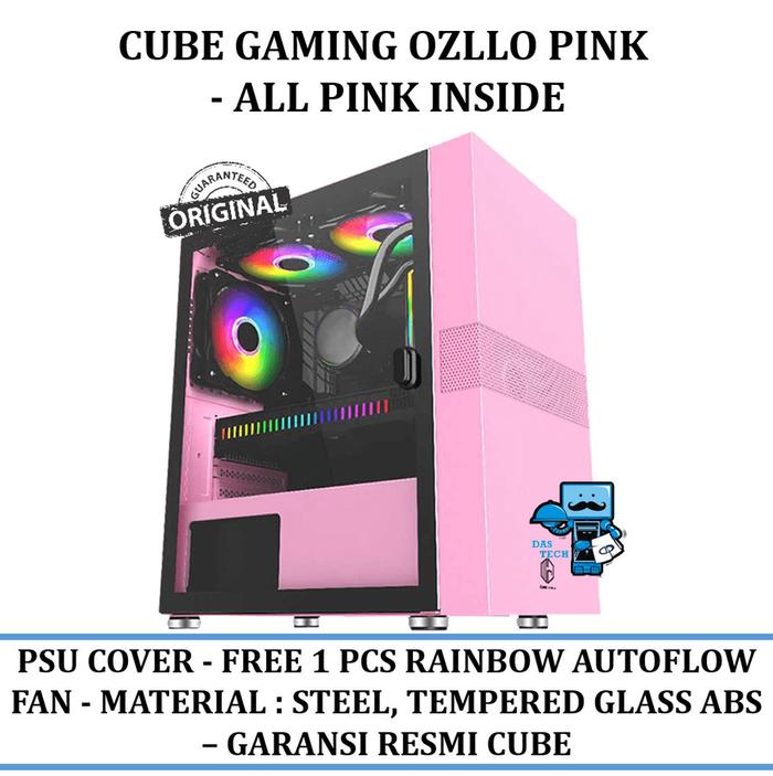 Jual CASING PC CUBE GAMING OZLLO PINK -All PINK INSIDE LEFT SIDE ...