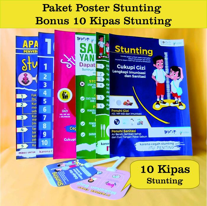Jual Paket Poster | Paket 6 Poster Stunting Bonus 10 Kipas Stunting ...