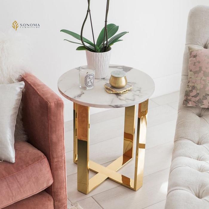 Jual shide table / meja pojok stainless top marble populer luxury - Kab ...