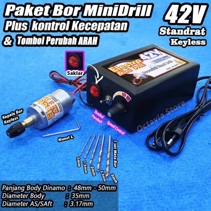 Jual Bor Pcb Mini Drill 42V Keyless plus kontrol kecepatan dan perubah ...