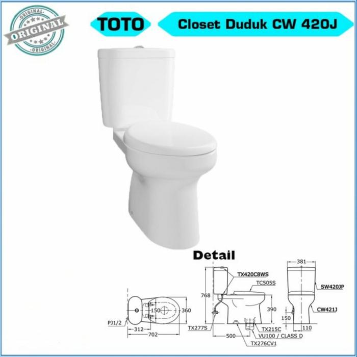 Jual closet duduk toto cw 420 j soft close / kloset toto soft closing ...