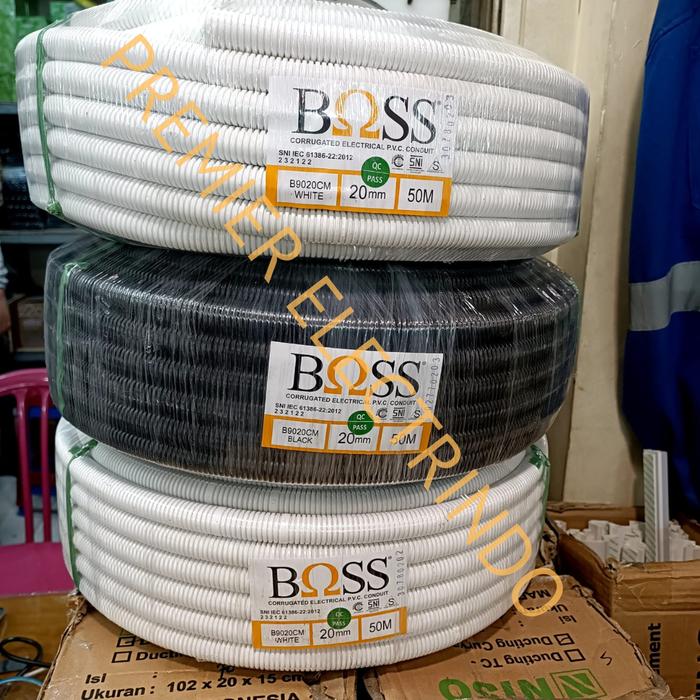 Promo Flexible Conduit BOSS Selang PVC 20mm 50mtr PUTIH / HITAM - Putih ...