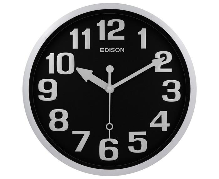 Jual Jam Dinding EDISON ES-362 T50 Modern Design - Silver-Black ...