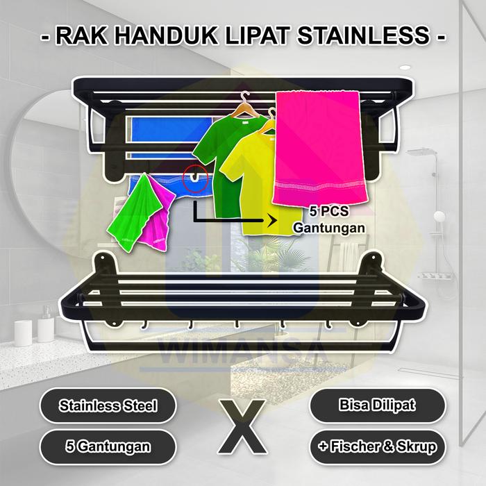 Jual RAK HANDUK LIPAT STAINLESS STEEL HITAM MJ601H - RAK GANTUNGAN ...