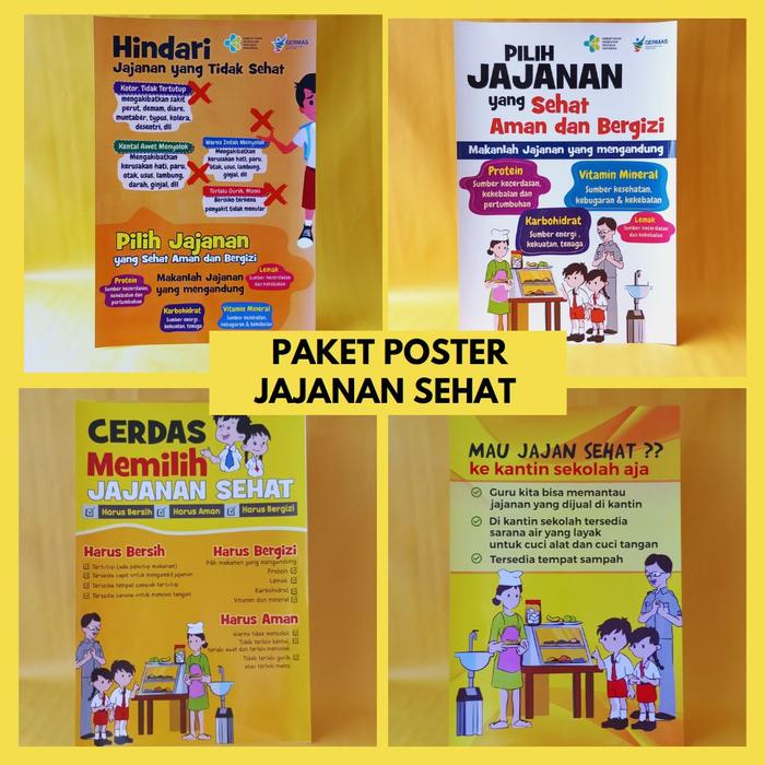 Jual Paket Poster | 4 Poster Tema Jajanan Sehat | Poster Sekolah ...