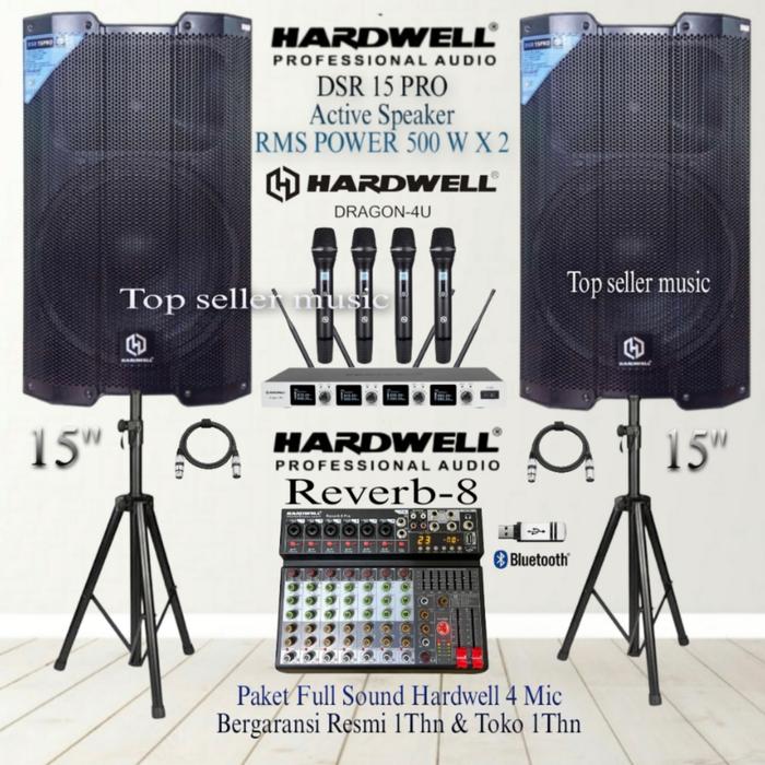 Jual Paket Sound System Speaker Hardwell DSR 15 PRO Mixer Reverb-8 Mic ...