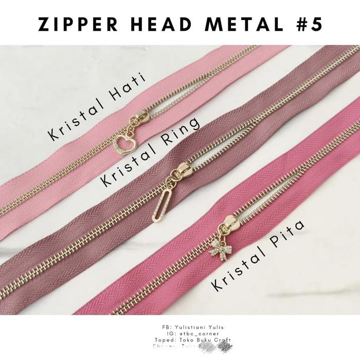 Jual zipper head / kepala zipper metal gold #5 kode Kristal Ring - Kota ...