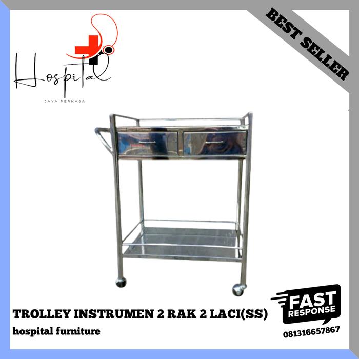 Jual trolley instrumen 2 rak+2 laci / Meja instrumen stainless - Kab ...