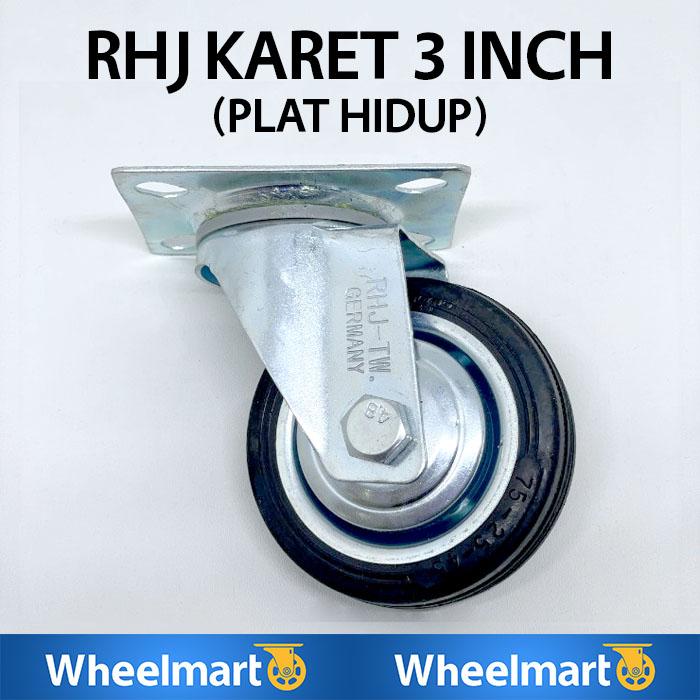Jual Roda Troli Karet 3 inch (Roda saja, Hidup, Mati, Rem) - 3" Hidup ...