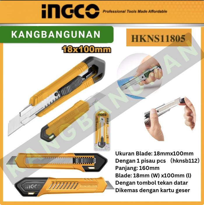 Promo Pisau Cutter Besar AutoLock (18mm) INGCO HKNS11805 Cuter Pemotong ...