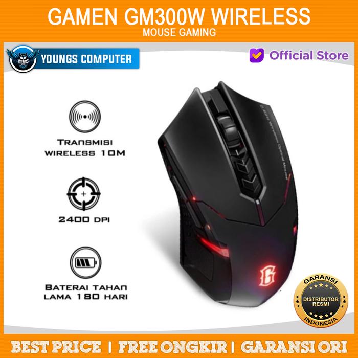 Jual MOUSE GAMEN GM300W - Mouse Gaming GM300W Wireless 2400DPI BLACK ...