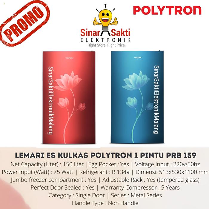 Jual Kulkas 1 Pintu Polytron PRB 159 Lemari Es 150 Liter PRB159 150L ...