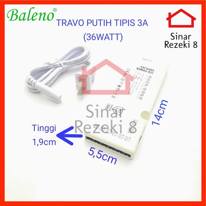 Jual Trafo Putih Tipis 3A (36 Watt) / Travo LED Strip Adaptor Adapter ...