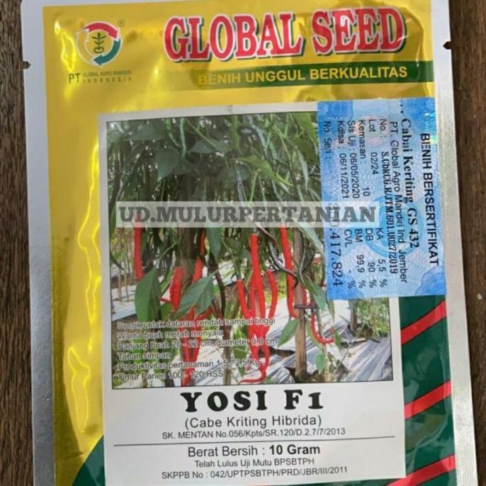 Jual Benih cabe kriting hibrida YOSI F1 isi 10 g dari Global Seed - Kab ...