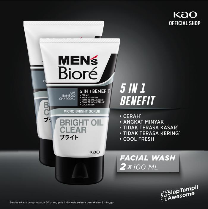 Promo Men's Biore Bright Oil Clear 100gr Twinpack - Sabun Muka ...