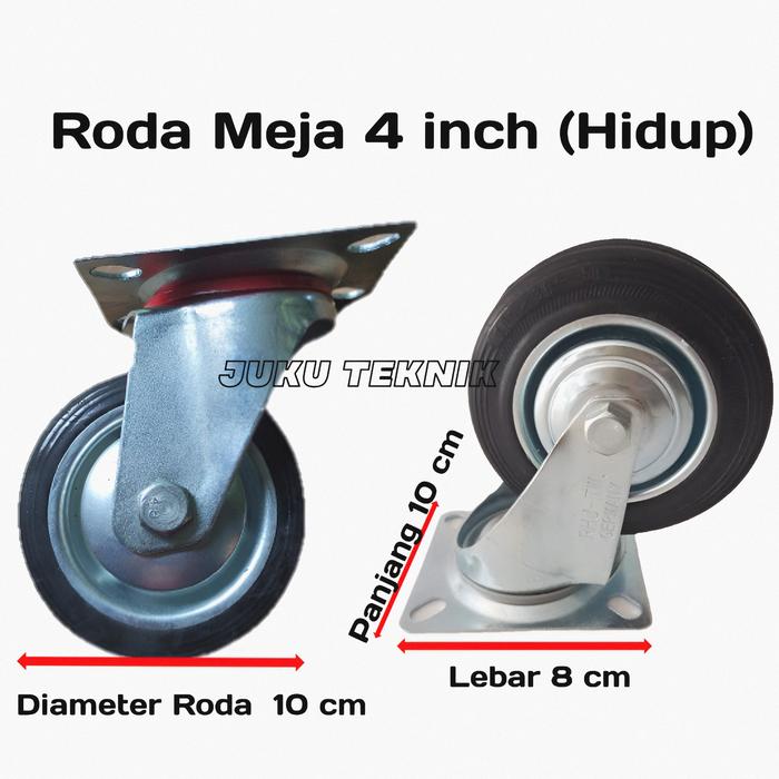 Jual Roda Meja 4" Hidup/Roda Troli 4"/Roda Karet 4"/Roda Gerobak 4 ...
