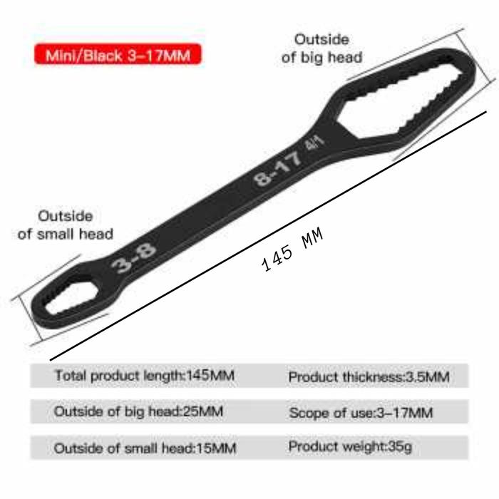 Jual KUNCI PAS RING UNIVERSAL DOUBLE HEAD Wrench Adjustable MULTI SIZE ...