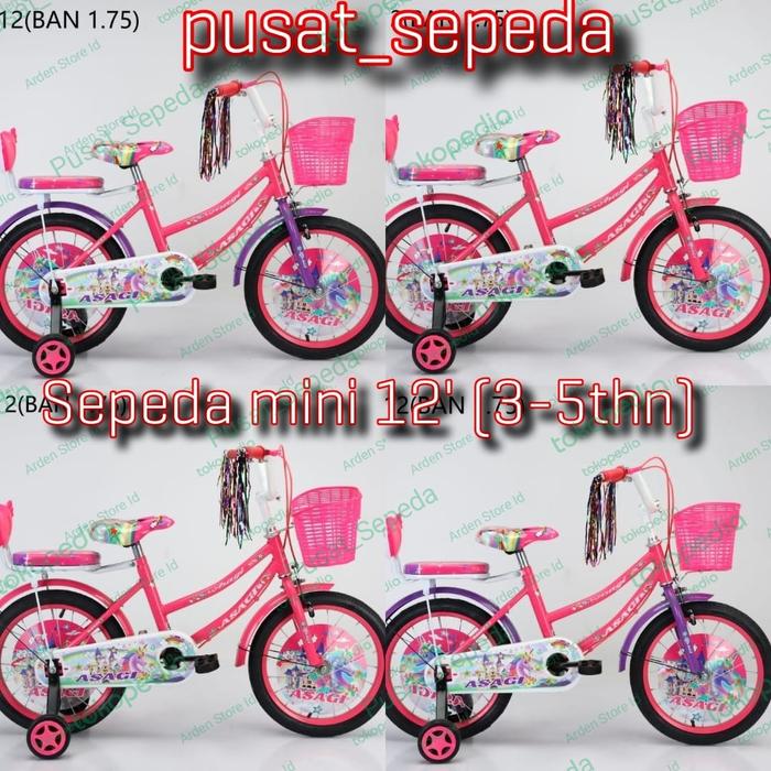 Jual Sepeda mini anak 12"inch 3 sd 4 tahun Girly ada roda bantu menarik ...