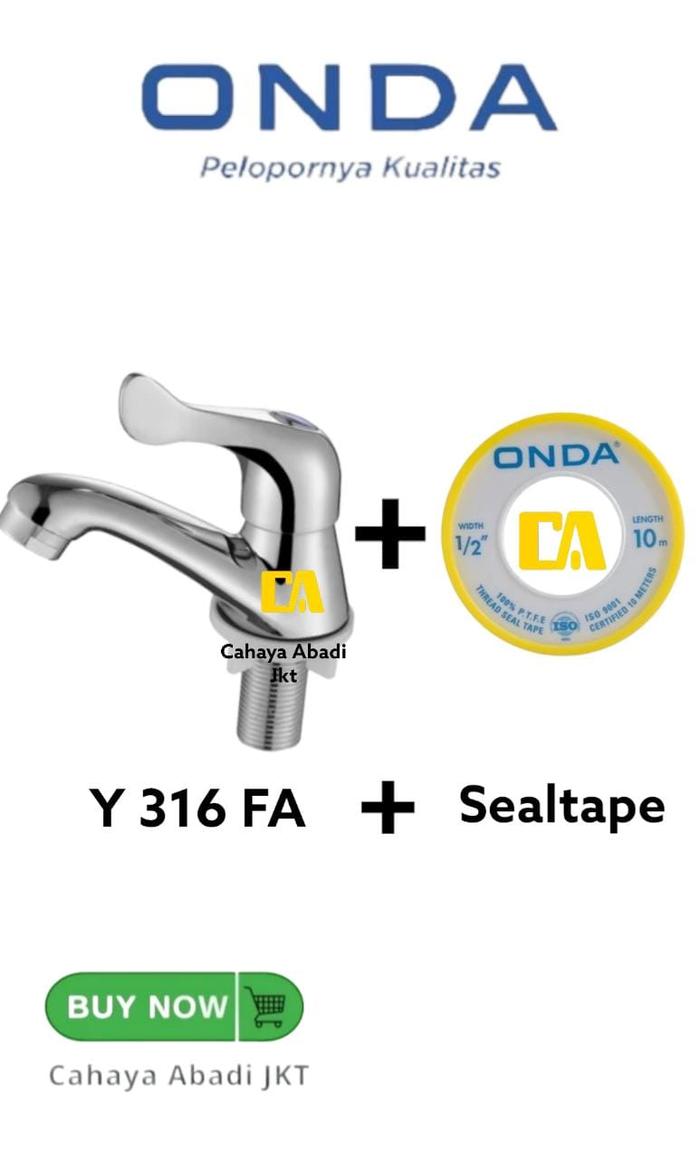 Jual ONDA Kran Wastafel Cuci Tangan Y 316 FA 1/2" + sealtape onda - Jakarta Pusat - CAHAYA ABADI ...