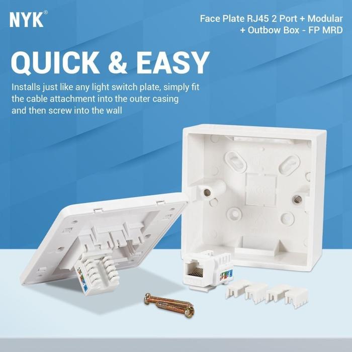 Jual Face Plate RJ45 Lan NYK + Modular + Outbow Box - FP MRD - 1 Port ...