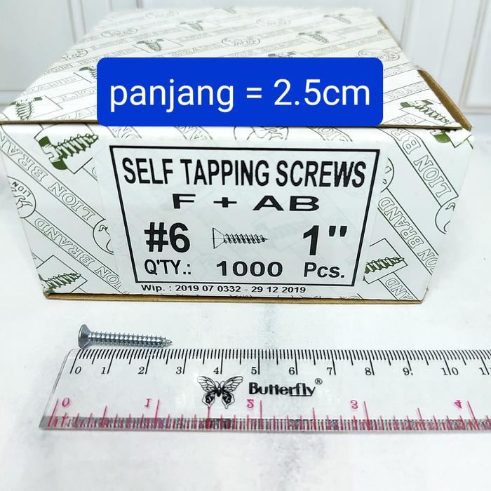 Jual Sekrup / Skrup Taping FH / JF 6x1" Self Tapping Screws Lion F+AB ...
