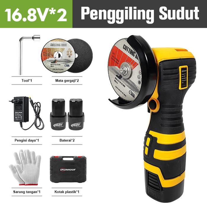 Jual IRONHOOF 12V Angle Grinder Brushless Baterai Mesin Gerinda Listrik ...