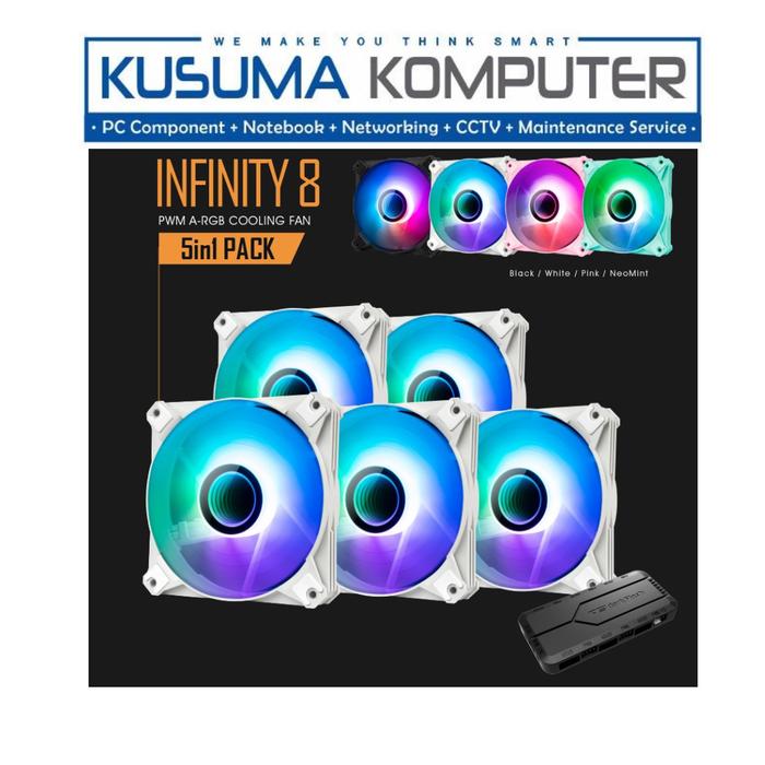 Jual DarkFlash Infinity 8 5in1 ARGB White with Controller Fan Case 12cm ...