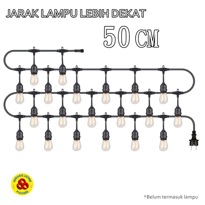 Jual Fitting Lampu Karnaval E27 20 Fiting 10 Meter Kabel Decor Outdoor ...