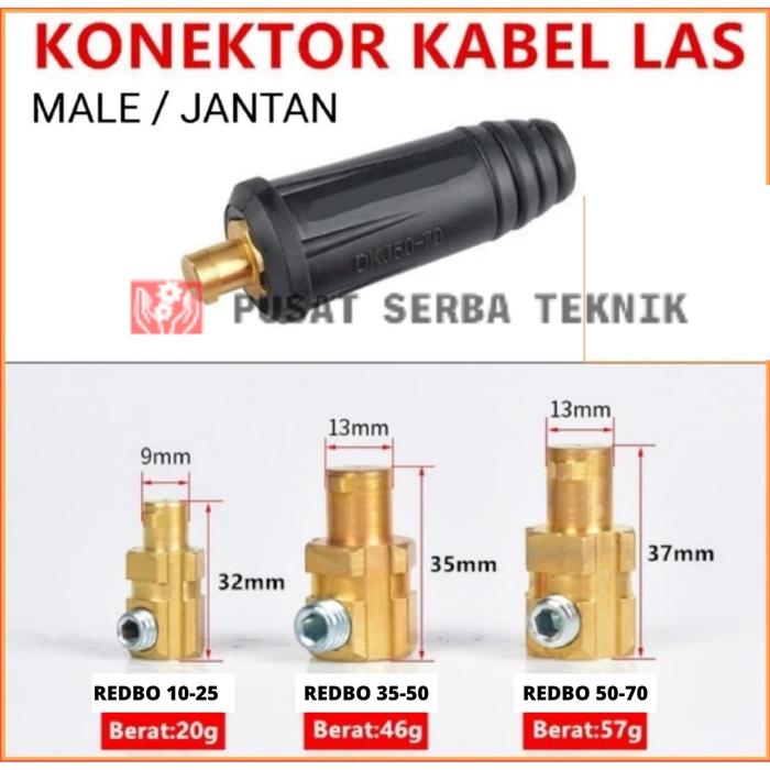 Jual Kabel Konektor Las Male+Female REDBO Cable Socket Connector Cewe ...