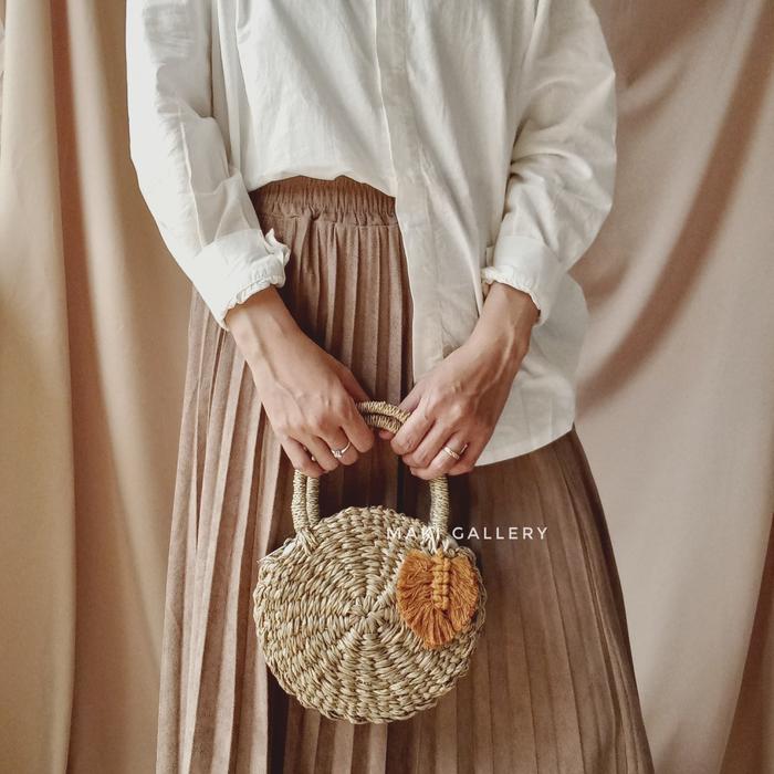 Jual Tas Anyaman Handbag Wanita Etnik Mendong Pantai Bali LEAF Maki ...