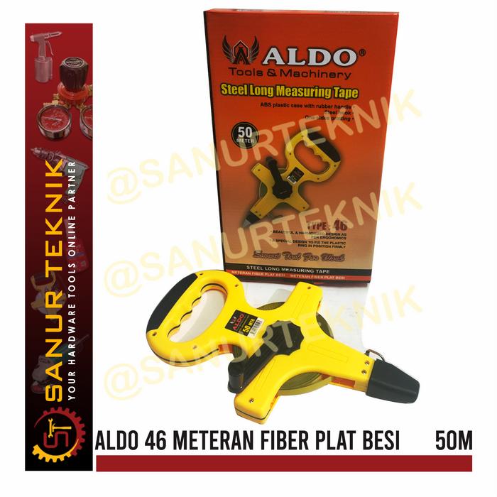 Jual ALDO 46 Meteran Fiber Plat Besi / Meteran Roll Tancap 50M 50 Meter ...