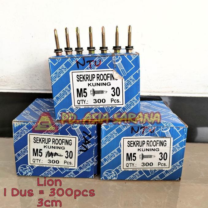 Jual [1 Dus LION] Paku Roofing Kuning 3cm / Skrup Holo Baja Sekrup ...