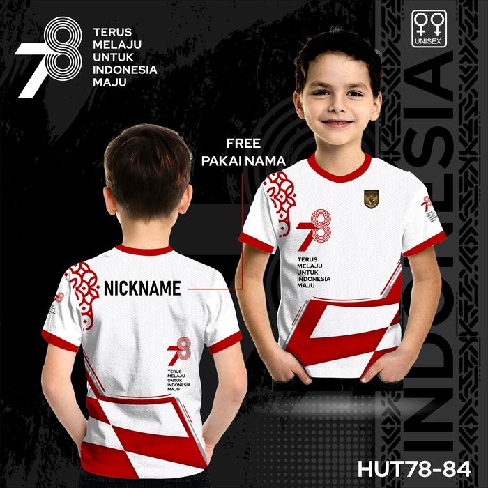 Jual Jersey Anak HUT Kemerdekaan RI ke 78 tahun Baju Kaos 17 Agustus 2023 - Hitam, 0 - Kota ...