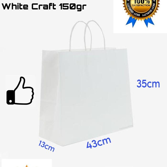 Jual PAPERBAG PUTIH POLOS 43x13x35 / TAS KERTAS PUTIH POLOS / GOODIEBAG ...