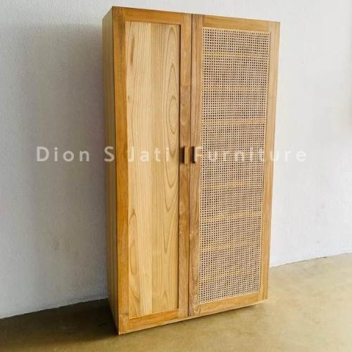 Jual Lemari Pakaian 2 Pintu Minimalis Anyaman Rotan / Wardrobe Lemari ...