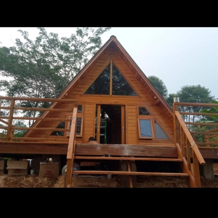 Jual Rumah Kayu Segitiga + Mezzanine - Kab. Bogor - PT. WRK WAHYU RUMAH KAYU | Tokopedia