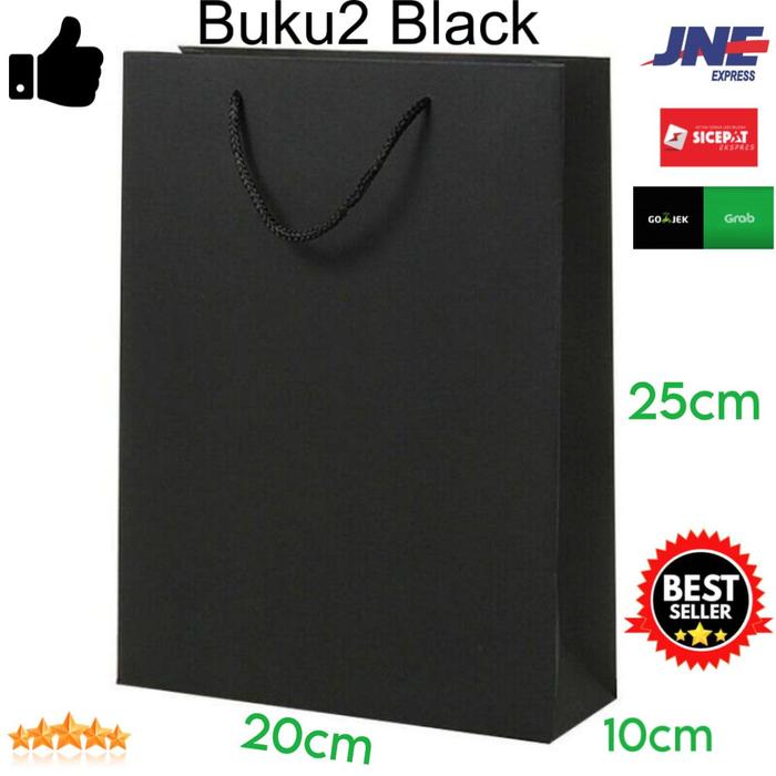 Jual PAPERBAG HITAM POLOS UK 20x10x25 / TAS KERTAS HITAM POLOS ...