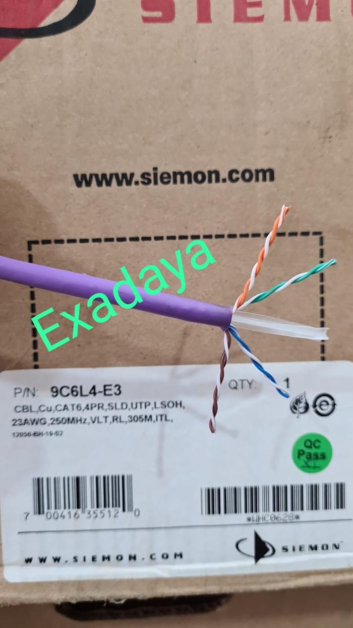 Jual Siemon 9C6L4-E3 Kabel Utp Cat6 Cat 6 Cable Lan 23AWG LSOH Purple ...